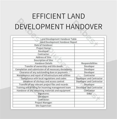 Streamlining The Land Development Transfer Process Excel Template