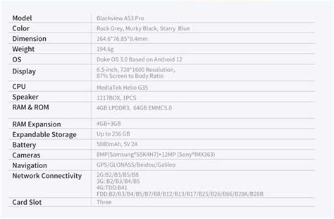 A53 Pro 4gb64gba Seriesblackview 智能手机 三防手机