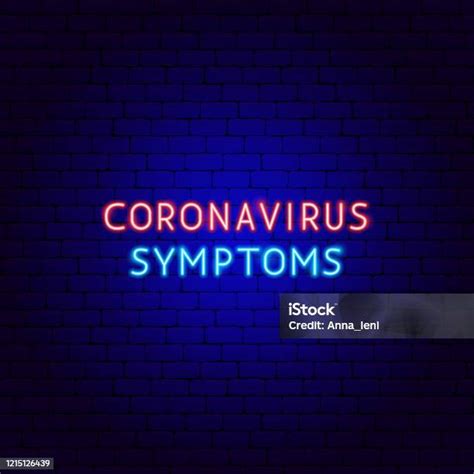 코로나 바이러스 증상 네온 텍스트 Covid 19에 대한 스톡 벡터 아트 및 기타 이미지 Covid 19 건강관리와 의술