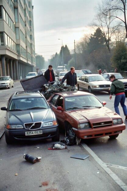 Dramatic Scene Of Car Crash Premium Ai Generated Image