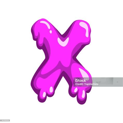 달콤한 과일의 X 편지 젤리 광택 식용 액체 글꼴 벡터 그림을 흰색 배경에 고립 귀여운에 대한 스톡 벡터 아트 및 기타 이미지