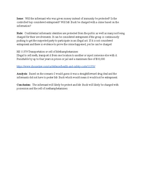 Irac 1 Irac Assignment Issue Will The Informant Who Was Given Money Instead Of Immunity Be