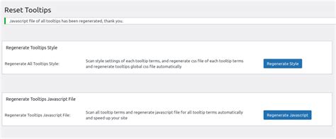 how to regenerate tooltips static javascript file via one click