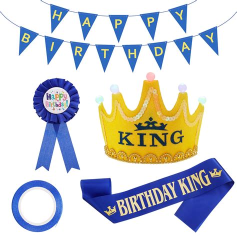Popuppe 4 Pieces Birthday King Costume Set Birthday King Sash Birthday