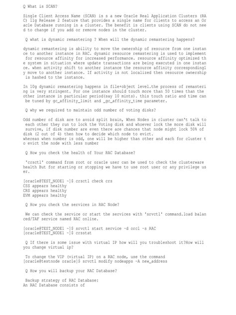 Rac Asm Voting Disk Interview Questions And Answer Pdf Oracle Database Computer Cluster