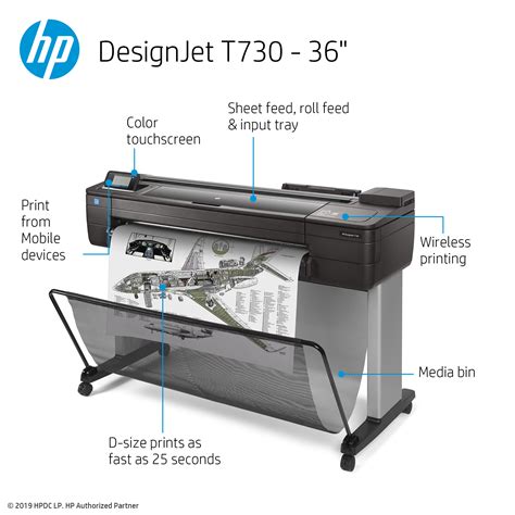 Hp Designjet T730 Wireless Plotter Printer 36 With Security Features F9a29a