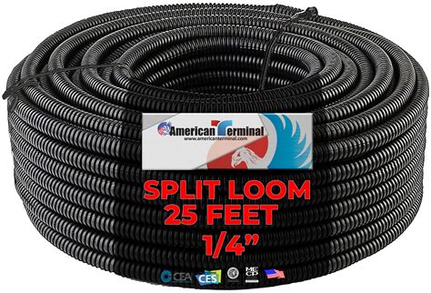 American Terminal Ft Split Wire Loom Conduit Polyethylene Tubing Black Color Sleeve Tube