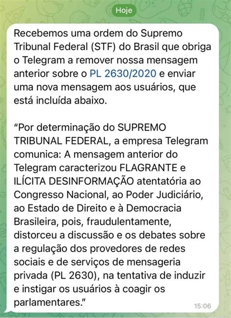 Moraes Manda Telegram Se Retratar Sob Pena De Sair Do Ar Por 72 Horas