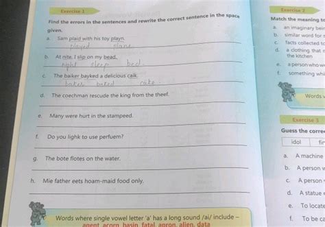 Exercise 1 Find The Errors In The Sentences StudyX