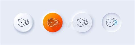 Cogwheel With Timer Line Icon Engineering Tool Sign Line Icons Vector Stock Illustration