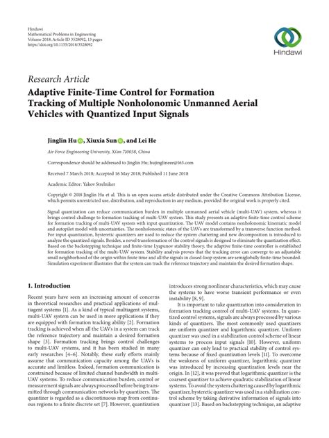 Pdf Adaptive Finite Time Control For Formation Tracking Of Multiple