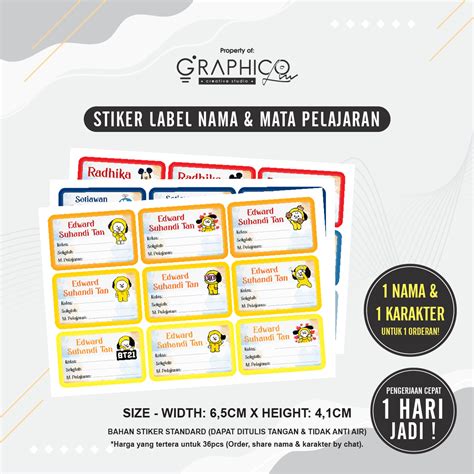 Stiker Label Stiker Nama And Mata Pelajaran Per36 Pcs Bisa Ditulis Lazada Indonesia