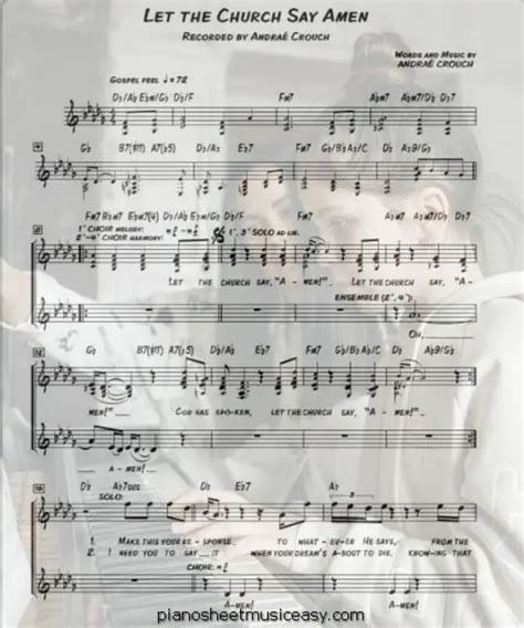 Let The Church Say Amen Sheet Music Db Major