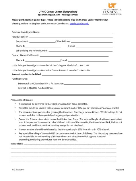 Specimen Request Histology Services Doc Template Pdffiller