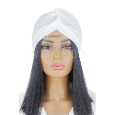 Тюрбан за коса едноцветен бял Аксесоари София Еластичен модерен и удобен тюрбан в бял