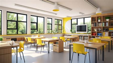 Modern Design Of The Classroom In The Style Of Minimalism Sunlight