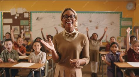 Premium Ai Image A Teacher Standing Confidently In Front Of A Class