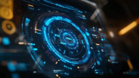 Futuristic Head Up Display Showing Loading Status In A Spaceship