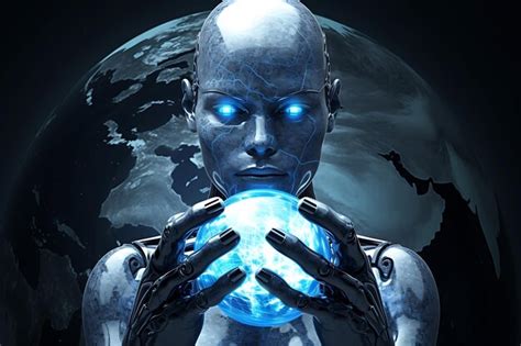 Premium Ai Image A Robot Holding A Ball In His Hands