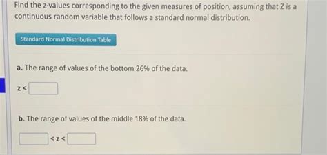 solved find the z values corresponding to the given measures