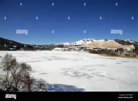 Shirakaba Lake And Kuruyama During Winter Stock Photo Alamy