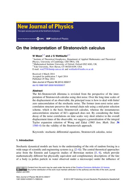 Pdf On The Interpretation Of Stratonovich Calculus
