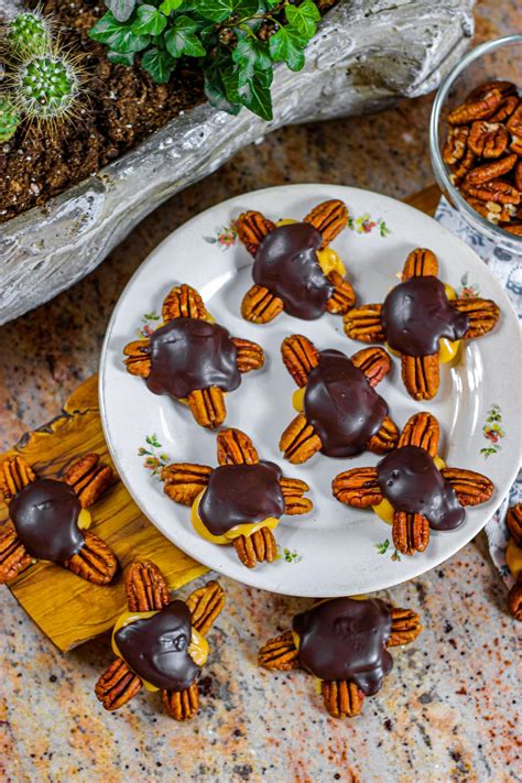 Homemade Turtle Candy With Pecans And Caramel From Gate To Plate