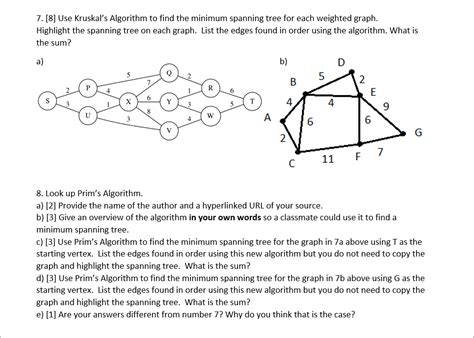 Solved 7 8 Use Kruskal S Algorithm To Find The Minimum Chegg