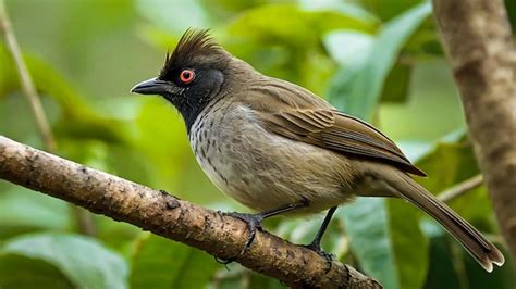 Premium Photo Beautiful Bulbul Bird Sitting On A Tree Branch