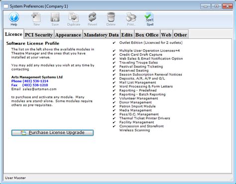 System Preferences Arts Management Systems