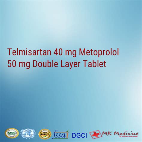 Telmisartan 40 Mg Metoprolol 50 Mg Double Layer Tablet For Pcd Franchise