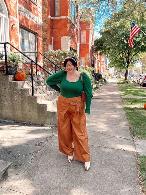 Plus Size Green And Tan Fall Outfit