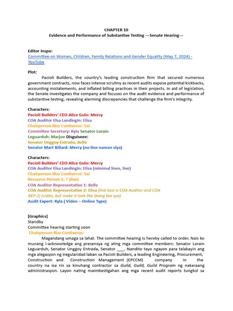 Chapter 10 Senate Hearing Script Pdf Audit Internal Control