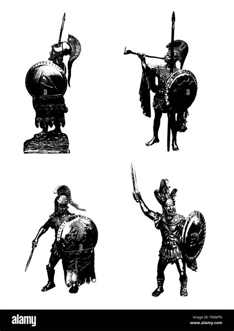 Greek Hoplite Illustration Ancient Warriors Set Historical