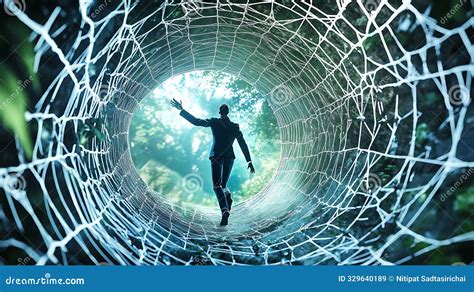 Man Caught In A Spider Web Of Ponzi Schemes Stock Illustration
