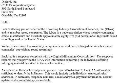 RIAA Uses DMCA Subpoena To Go After Discord Pirates TorrentFreak