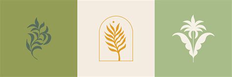 로고 디자인 템플릿 및 그래픽 요소의 벡터 세트 유기농 화장품 간단한 선형 손으로 그린 스타일 식물과 꽃 천연 제품 엠블럼