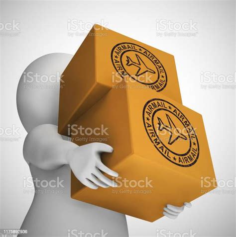 항공 우편 또는 파 에비온 스탬프 는 공기로 문자 또는 소포를 의미 3d 그림 글로벌 비즈니스에 대한 스톡 사진 및 기타 이미지