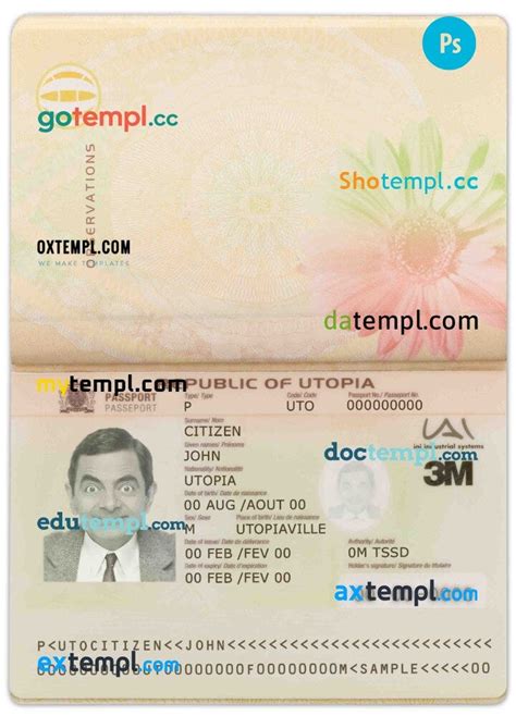 Uruguayan Passport Example In Psd Format Fully Editable With All Fonts By Intempl Sep