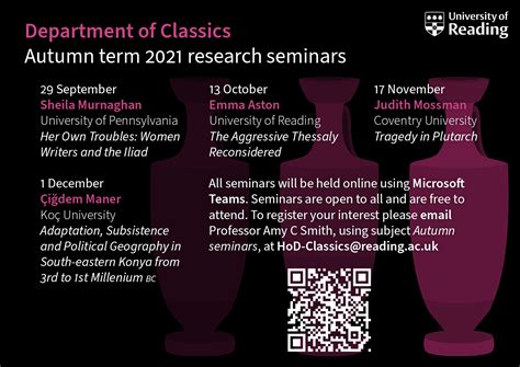 Reading Classics Autumn Term Research Seminars 2021 Classics At Reading