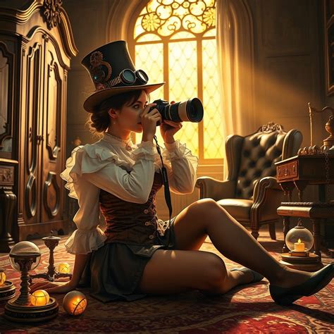 Steampunk Lady Captures Whimsical Scene With Vinta Ai Art