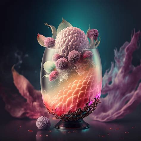 Premium Photo A Glass With A Raspberry And A Glass Of Ice Cream