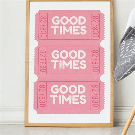 Good Times Ticket Print Pink Trendy Wall Art Retro Prints Etsy