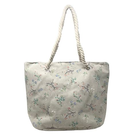 Sac De Plage En Toile Playa Floral Beige