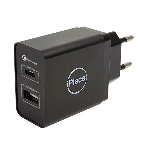 Carregador De Parede Iplace Fast Charge Preto Aproveite Taqi