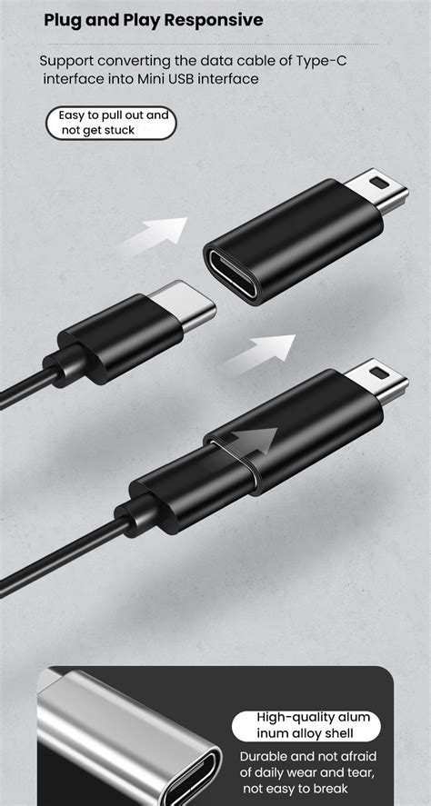Eonline Otg Mini Usb To Type C Adapter Pin Male Mini Usb To Female Usb Type C Data Transfer