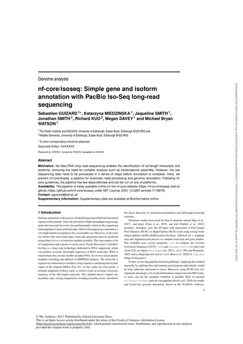 Pdf Nf Coreisoseq Simple Gene And Isoform Annotation With Pacbio