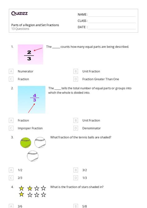 50 Fractions As Parts Of A Set Worksheets For 8th Year On Quizizz