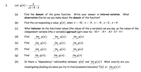 solved 3 let g x x 9−3x a find the domain of the given