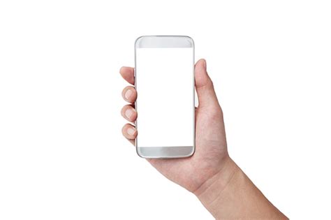 흰 배경 위의 빈화면의 스마트폰을 들고 있는 남자의 손 누끼 유토이미지 상세페이지 베이직샵 사진 20474513